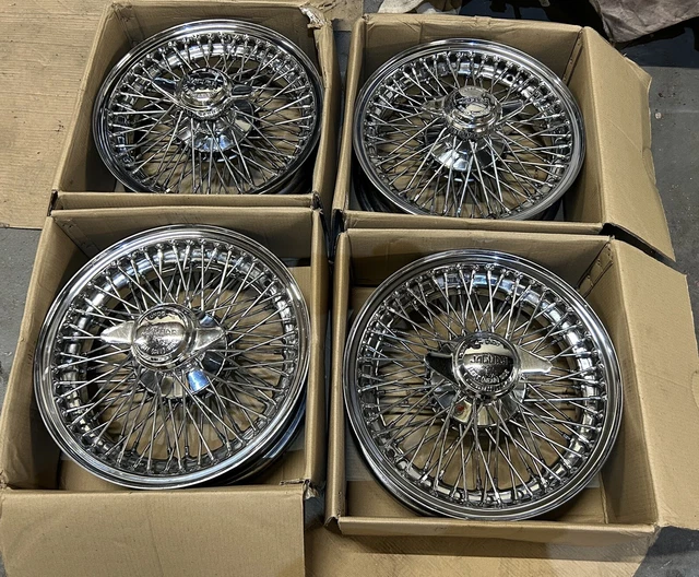 JAGUAR E-TYPE MK2 Chrome Wire Wheels Set Of 4 Boxed £1,195.00 - PicClick UK