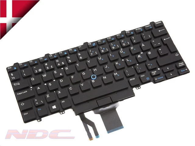 DELL LATITUDE E5450/5490/E7450/7490 Dual Point DANISH Backlit Keyboard ...