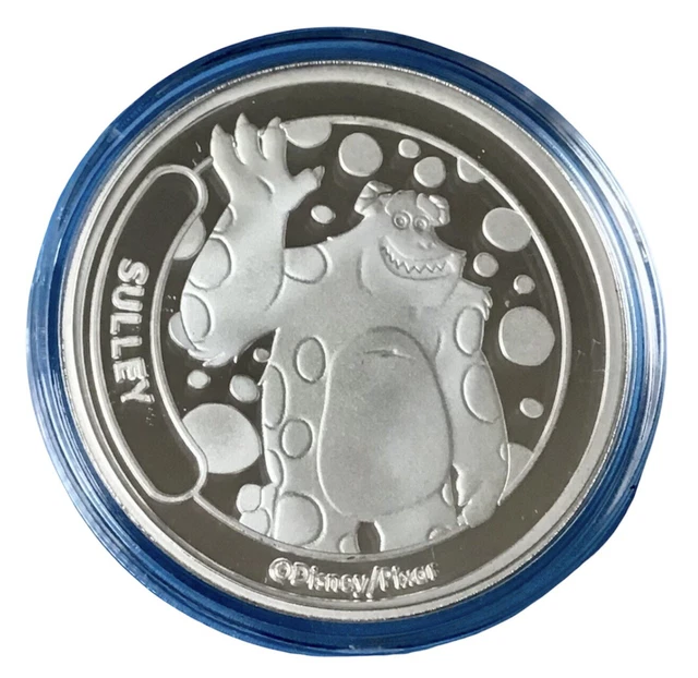 MIKE WAZOWSKI MONSTERS Inc Disney 32mm Collectors Silver Plated Coin In ...