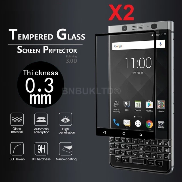 2 X FOR BlackBerry Keyone Tempered Glass Screen Protector Full Curved ...