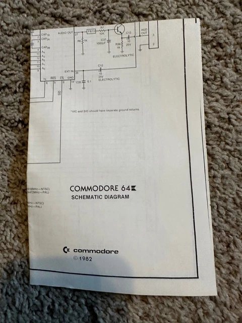 COMMODORE 64 SCHEMATIC DIAGRAM for the Commodore 64 $30.00 - PicClick