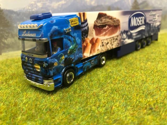 HERPA SCANIA V8 Lechner Trans "Die Ozeane" mit Kühlauflieger "Moser ...