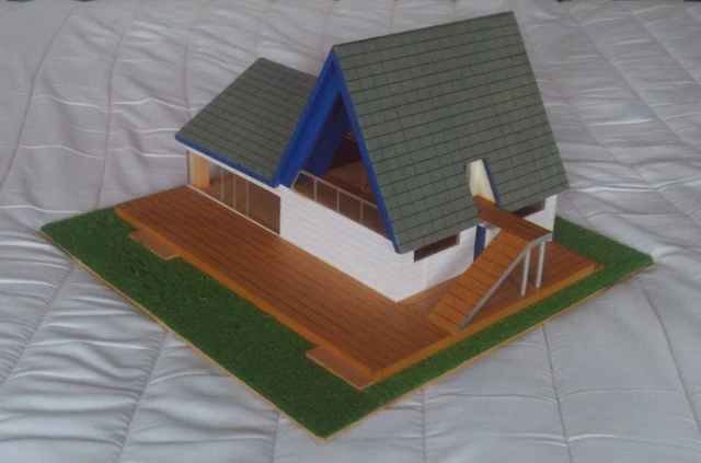 MID-CENTURY MODERN A-FRAME House/Home Scale Model Large Detachable Roof ...