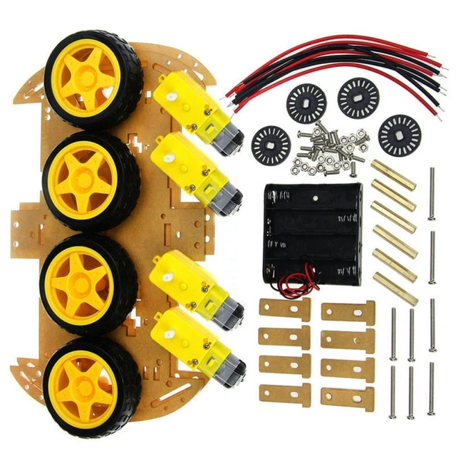 DIY ROBOT CAR Chassis Kit with Speed Encoder for Arduino 4WD Smart Car ...