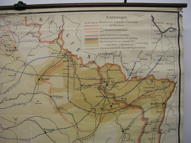 SCHOOL WALL MAP The War 1870-71 An Empire Goes, One Comes 200x130c ...