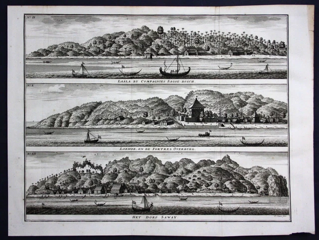 1726 SERAM AMBON Indonesia Moluccas Maluku map engraving Valentijn ...