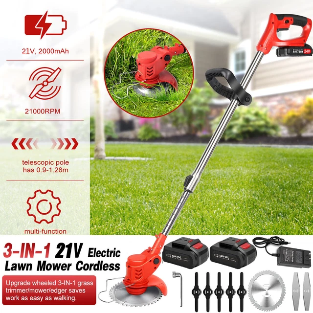 ELECTRIC CORDLESS GRASS String Trimmer Lawn Edger Weed Cutter+2 ...