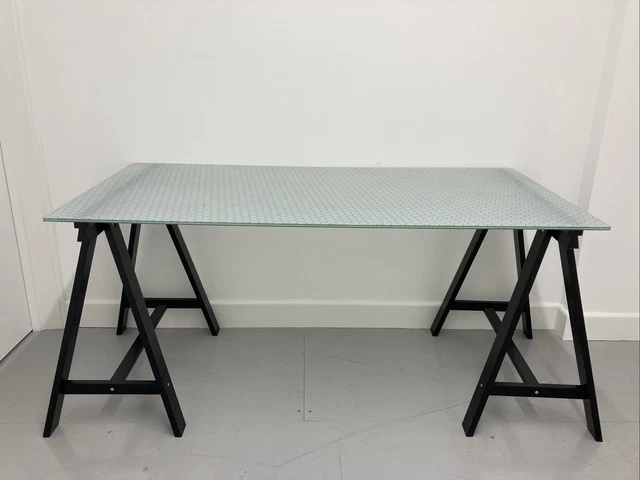 IKEA GLASHOLM ODDVALD Trestle table with honeycombe pattern £25.00 ...
