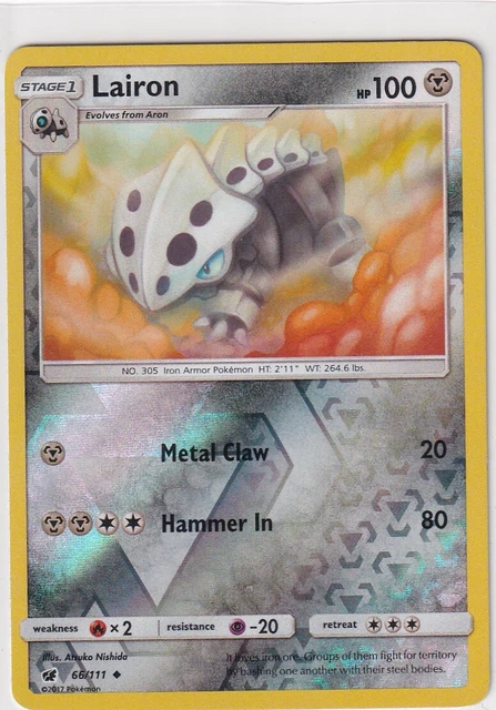 POKEMON MAPPA SOLLEVARE Il Sturmröte No. 66/111 Lairon Reverse Holo ...