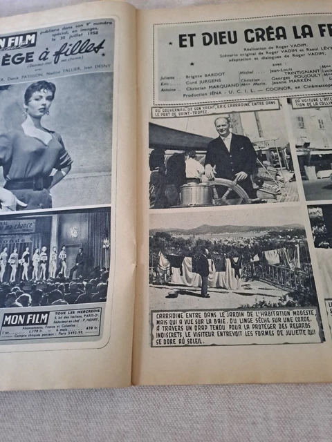 ET DIEU CRÉA La Femme Brigitte BARDOT Magazine Mon Film 1958 EUR 80,00 ...