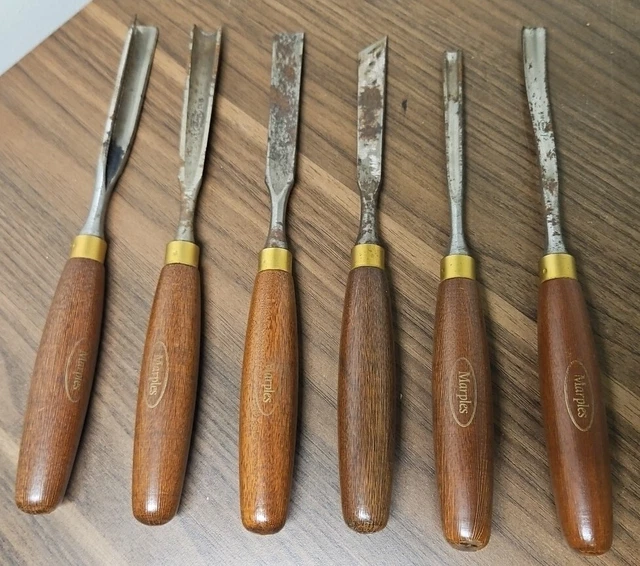 VINTAGE MARPLES Hand Chisels Gravers Wood Carving Tools Set of 6 $120. ...