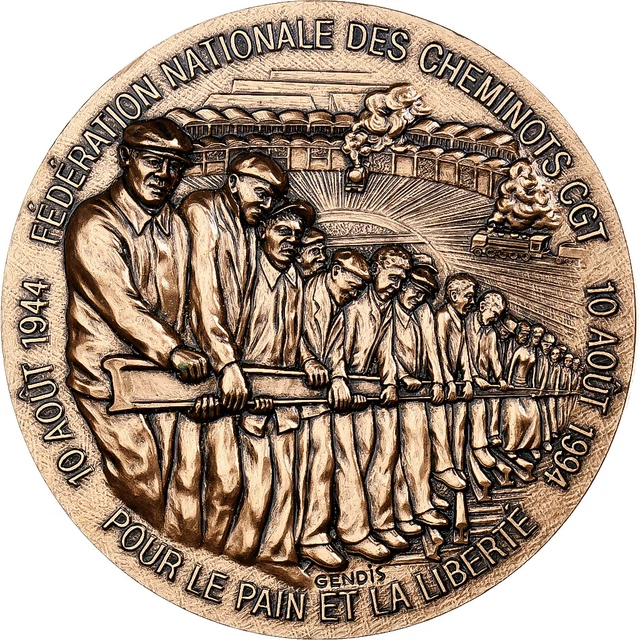 FRANCE, MÉDAILLE, 50 ans de la grève insurrectionnelle, 1994, Bronze ...