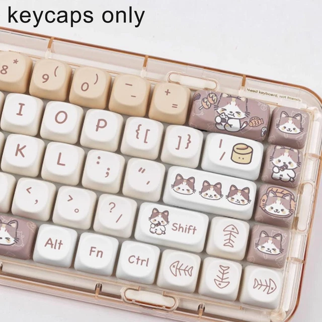 CUTE CAT THEME Keycaps Cartoon Profile Mechanical Keyboard Decor I5O7 ...