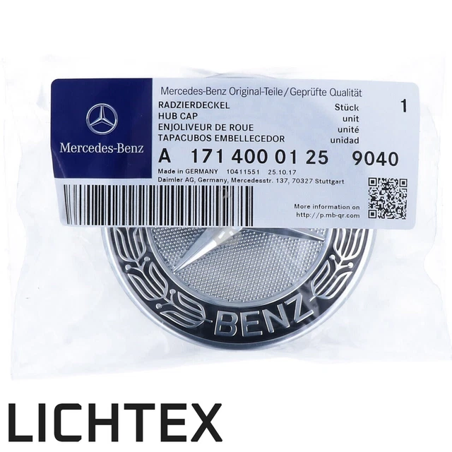 ORIGINAL MERCEDES BENZ hub cap star laurel wreath black/chrome new ...