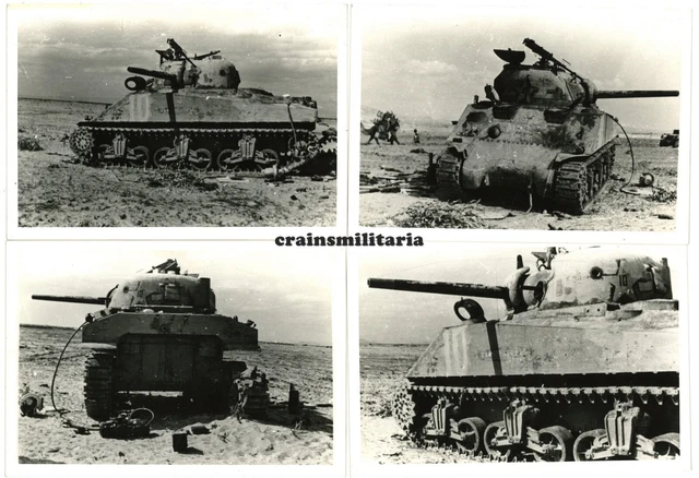 4X REPRO FOTO US Beute Panzer Sherman Tank in Afrika DAK Kampf 10.Pz ...