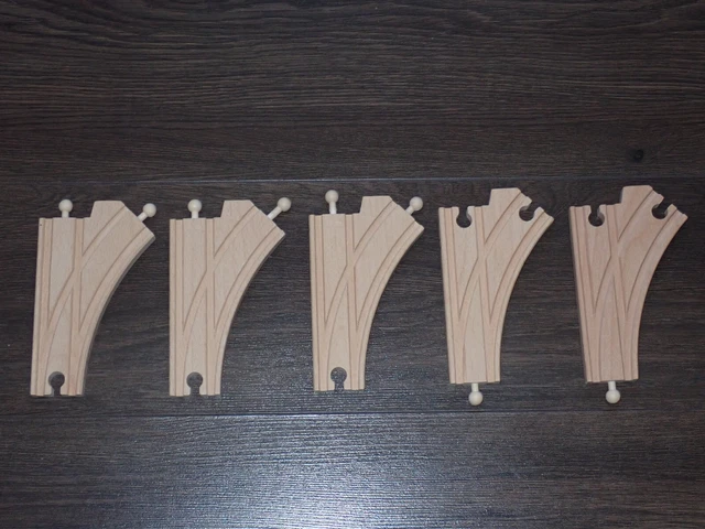 BRIO 5 X 33346 Bogenweichen Weichen Schienen Gleise Eisenbahn Bahn Holz ...