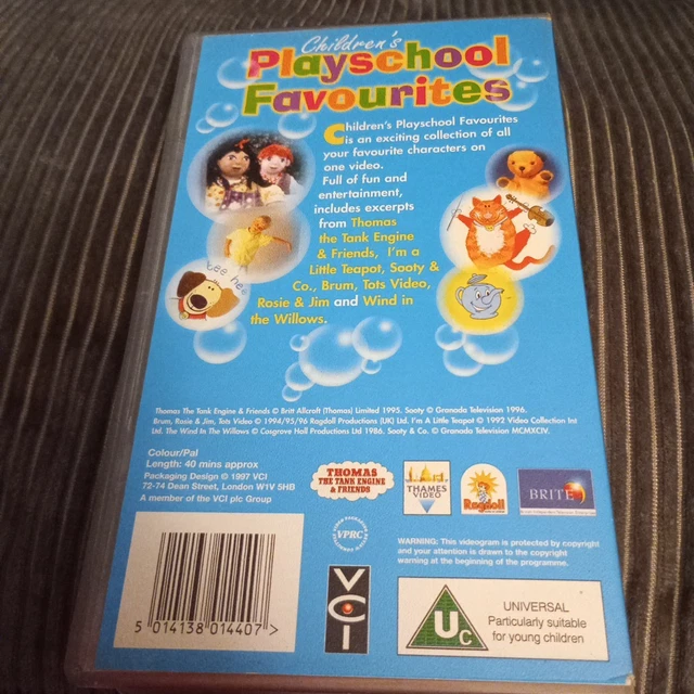 CHILDREN'S PLAYSCHOOL FAVOURITES VHS Video Brum Rosie And Jim Thomas ...