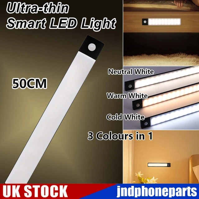 50CM BLACK RECHARGEABLE LED Under Cabinet Lights USB Motion Sensor ...