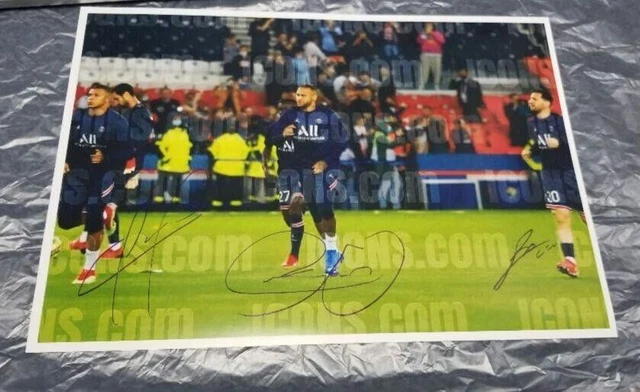 LIONEL MESSI KYLIAN Mbappe Neymar Jr Auto Autograph Photo 8.2× 11.6 ...