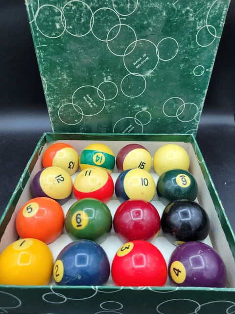 VINTAGE ARAMITH CONTINENTAL Billiard Pool Ball set 2 1/4" Belgium Green ...