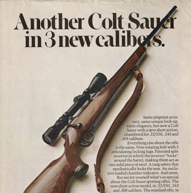 1974 COLT SAUER Bolt Action Rifle with scope Vintage Print Ad ARM EUR ...