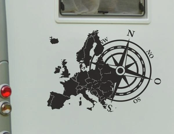 AUFKLEBER WOHNWAGEN WOHNMOBIL Caravan Camper Auto Weltkarte Globus ...