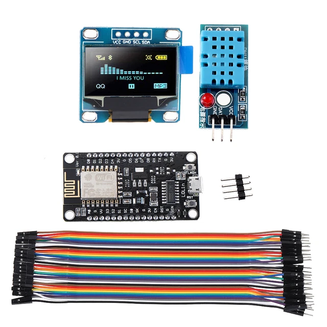 GEEKCREIT WIFI ESP8266 Starter Kit Iot Nodemcu Wireless I2C OLED Display DHT11 T £16.91 ...