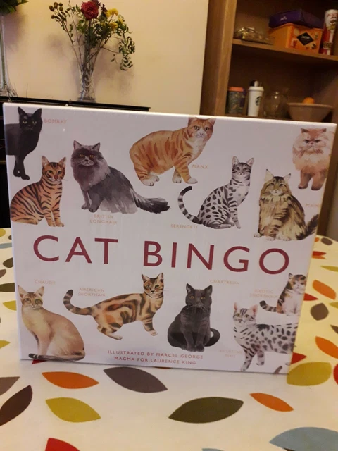CAT BINGO FAMILY Game 64 Illustrated Cat Breeds Ideal For Cat Lovers ...