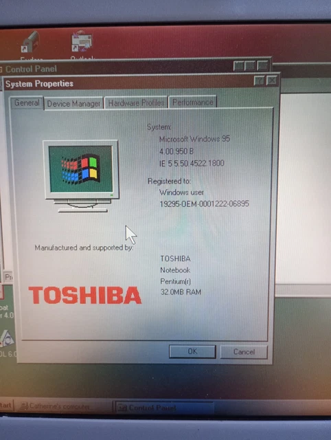 VINTAGE WINDOWS 95 Toshiba 300CDS -166Mhz Pentium -Laptop -2GB Drive ...