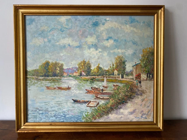 HUILE SUR TOILE Signee Henri Stenn (1903-1993) Bords De Marne Format 10F EUR 600,00 - PicClick FR