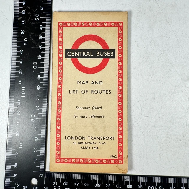 LONDON TRANSPORT LARGE Folding Central Buses Map & List Routes 1962 £1. ...