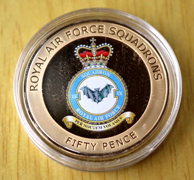 SQUADRONS OF THE RAF No 9 Squadron Guernsey 2014 Gold Plated 50p Coin £ ...