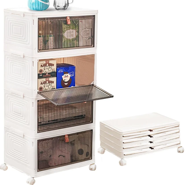 4 TIER PLASTIC Storage Bins with Wheels and Lids, 23 QT Stackable ...
