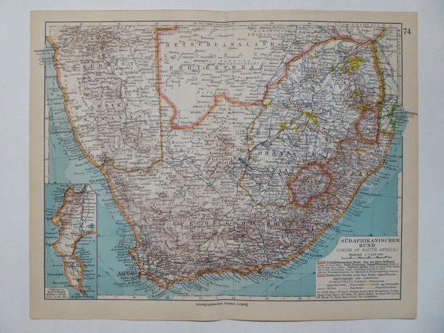 MAP OF SOUTH African Confederation, Union of South Africa, Meyer ...