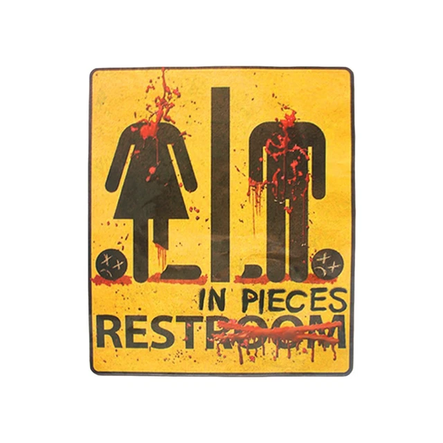 BATHROOM SIGNS SCARY Restroom Sticker Decoration Wall Art Stickers £5. ...