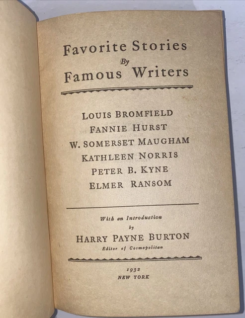 VINTAGE 1934 FAVORITE Stories by Famous Writers 6 best from ...
