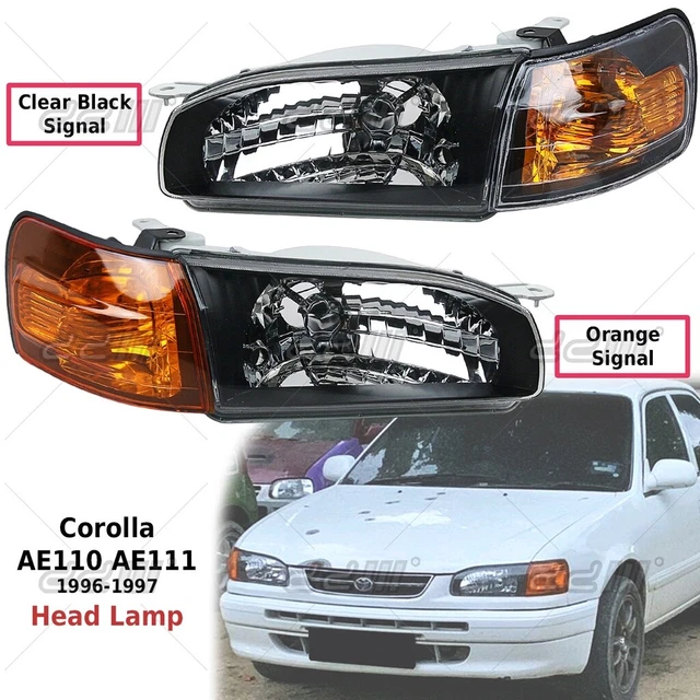 1 PAIR CRYSTAL Orange Head Light For Toyota Corolla AE110 AE111 JDM ...