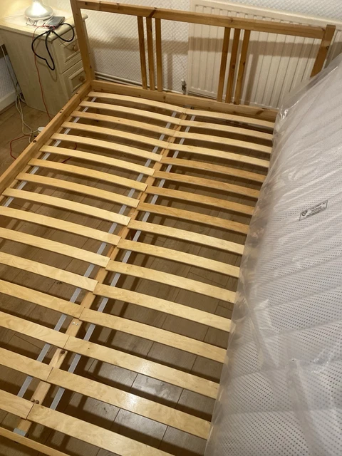 IKEA WOODEN DOUBLE Bed Frame with Headboard £1.16 - PicClick UK