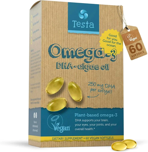 VEGAN OMEGA-3 DHA 250mg from Algae – Brain & Eye Health, 60 Capsules £ ...