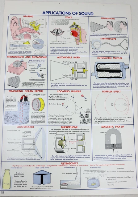 VINTAGE 1952 SARGENT Welch School Physics Chart Poster - Applications ...