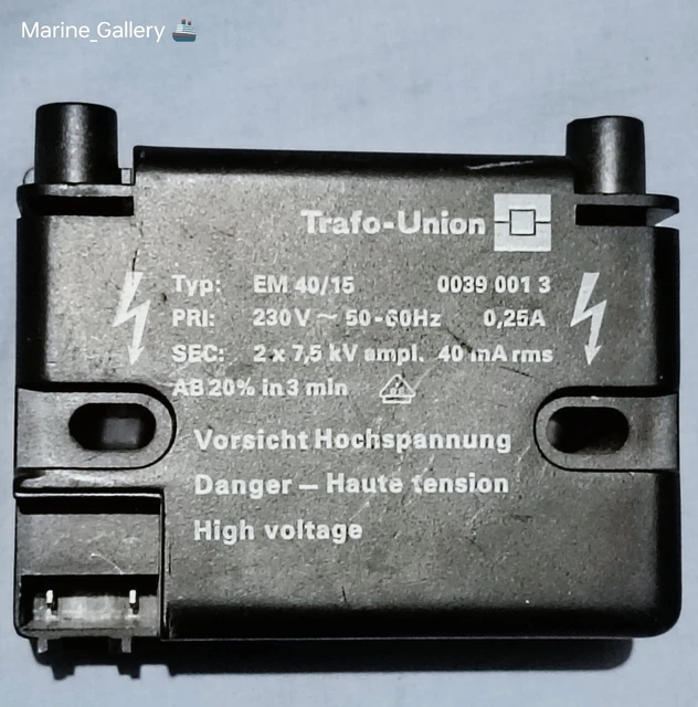TRAFO-UNION EM40/15 , Ignition transformer 230V~50-60Hz , NEW £142.32 ...