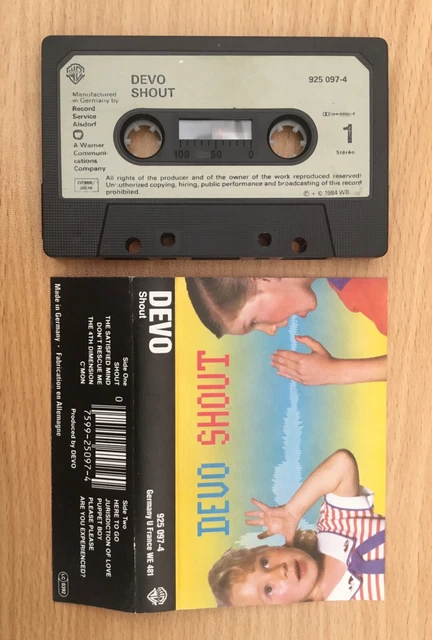 🌟DEVO🌟CASSETTE ALBUM🌟SHOUT🌟PUNK🌟ROCK🌟SKIN🌟NEW WAVE🌟80S🌟UK🇬🇧SELLER £14. ...