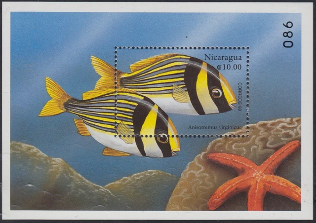 NICARAGUA HB 276 1998 Flora y Fauna del Trópico Peces Fishes MNH EUR 2 ...