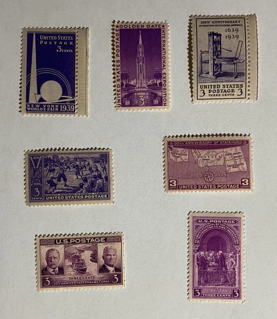 VINTAGE US POSTAGE Stamps 1939 Postal Stamp Collection Lot w/ Expo Fair ...