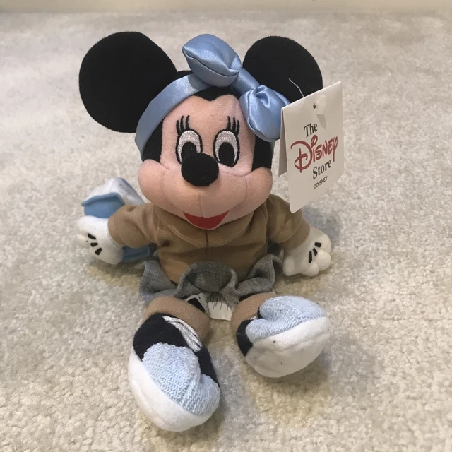 TRADICOOL MINNIE MOUSE 10" Beanbag Plush Toy Blue Bow Disney Store ...
