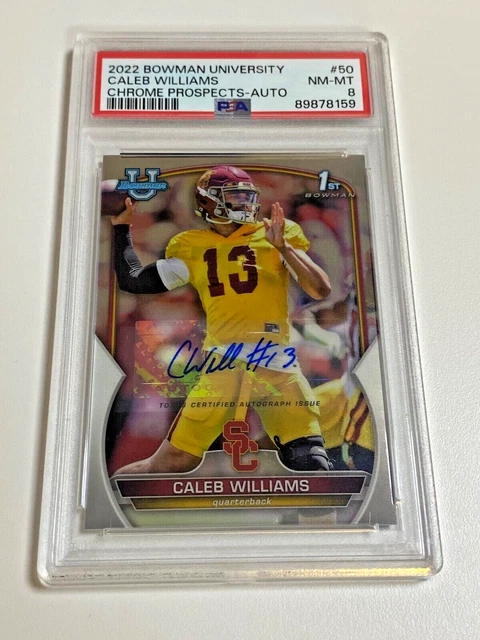 CALEB WILLIAMS 2022 Bowman Chrome #50 Signed Auto 1st Rookie PSA 8 EUR ...