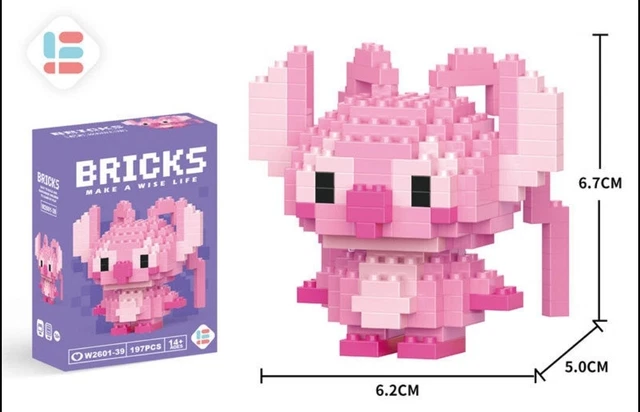 STITCH BUILDING BLOCKS Figure Statue Disney Education Kids Pink Stitch ...