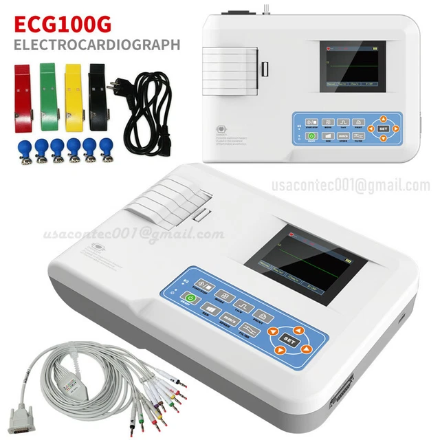ECG MACHINE 100G Single Channel 12 lead EKG Electrocardiograph,Printer ...
