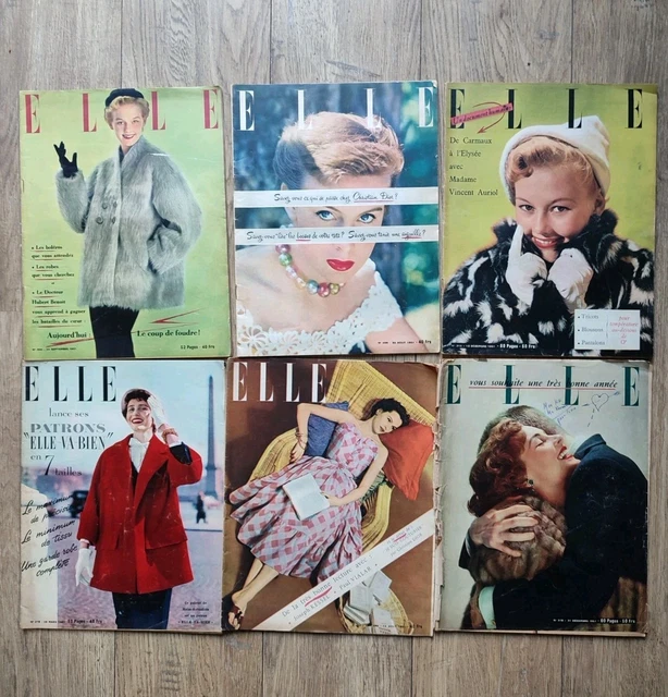 LOT DE 6 revues French Magazine ELLE Année 1951 - Mode Fashion EUR 19 ...