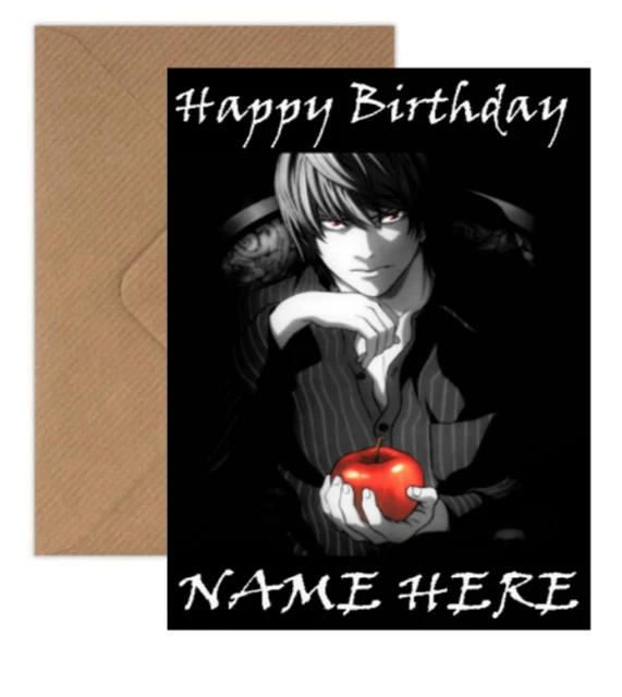 DEATH NOTE PERSONALISED Birthday Card light Kira L Misa Anime Photo ...